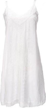 Guru Shop Besticktes Indisches Boho Kleid, Sommerkleid, Minikleid Hippie Chic - Weiß, Damen, Synthetisch