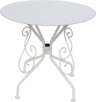 MYLIA Table de jardin D.80 cm en m&eacute;tal fa&ccedil;on fer forg&eacute; - Blanc - GUERMANTES de MYLIA