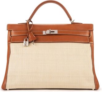 Herm&egrave;s Crossbody Bags - Fauve Barenia and Ecru Crinoline Kelly 40 - Gr. unisize - in Braun - f&uuml;r Damen