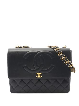 Chanel sac port&eacute; &eacute;paule &agrave; rabat (1997-1999) - Noir