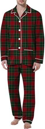 Generic Pyjama en Satin Homme Ensembles De Pyjama Hiver, Taille S-3Xl &agrave; Carreaux Boutonn&eacute; Devant Manches Longues Chaud V&ecirc;Tements De Nuit Hauts Et Bas avec Poc