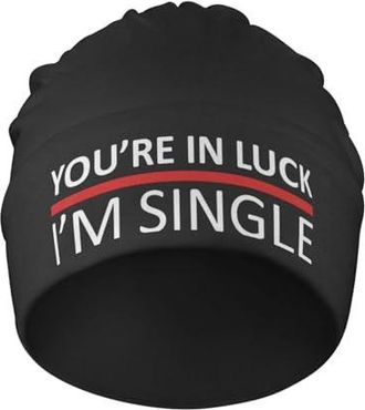 Generic Homme Femme Hiver Chapeaux Tu As De La Chance, Je suis C&eacute;libataire! Bonnet &Agrave; Revers Doux Bonnet dhiver Chaud Bonnets Tricot&eacute; pour Quotidien Patinage C