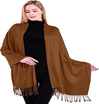 CJ Apparel Ch&acirc;le pashmina pour femme de haute qualit&eacute; couleur unie, marron, taille unique
