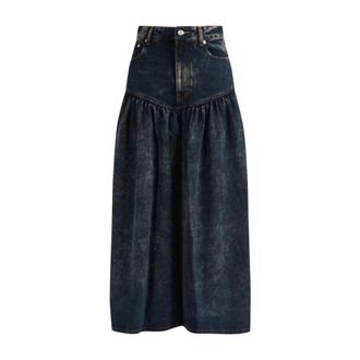 Ganni Femme, Jupes, Noir, Taille: 42 FR Black Washed Denim Skirt