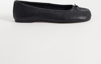 Steve Madden Cipher Ballerinas mit geteilter Spitze aus schwarzem Leder