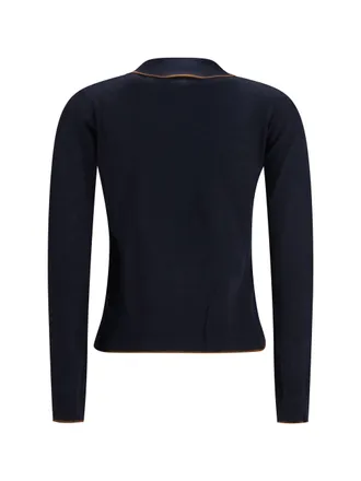 Max Mara Womens Msttarga Cardigan Blu-Cuoio Silk; Wool Ovis Aries Blu/cuoio Sweater