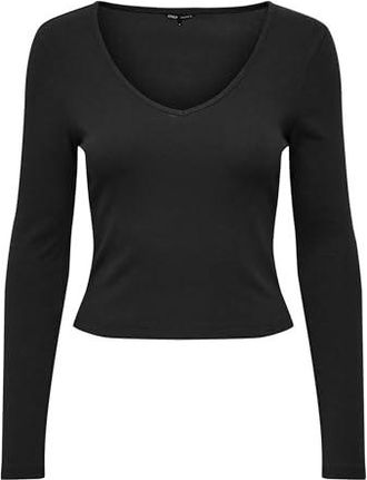 Only Onlkaya L/S Haut Court &agrave; col en V JRS, Noir, M
