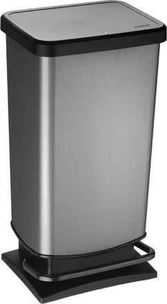 Rotho Paso Mülleimer 40l mit Pedal und Deckel, Kunststoff (PP) BPA-frei, carbonmetallic, 40l (35.3 x 29.5 x 67.6 cm)