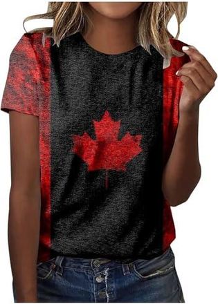 Generic T-shirt pour femme - Col rond - Manches courtes - Vacances d&eacute;t&eacute; - T-shirts &agrave; imprim&eacute; floral - Blouses grande taille, Noir, XXL