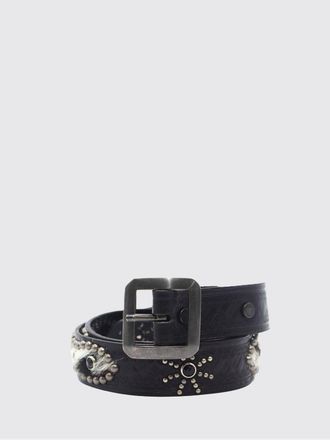 HTC Ceinture en cuir de vachette noir avec broderies