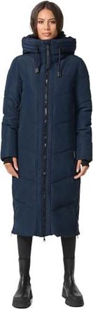 Marikoo B979 Parka Manteau dhiver long pour femme Veste dhiver matelass&eacute;e, bleu marine, 3XL