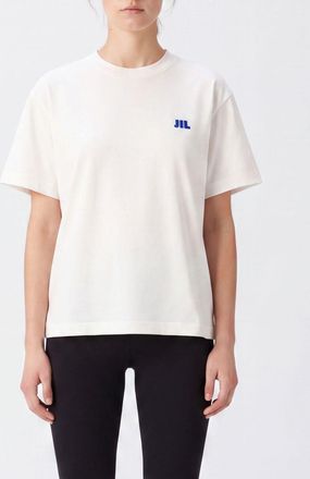 Jil Sander T-shirt en coton avec logo brod&eacute; contrastant sur le devant