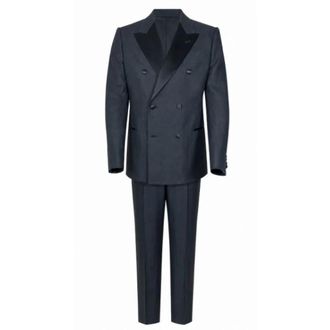 Giorgio Armani Zweireihiger Anzug mit steigendem Revers - - Suits - Herren - Blau - L
