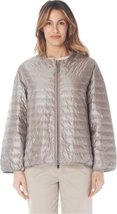 DIEGO M Femme, Vestes, Gris, Taille: 40 FR Giubbino senza collo in micropiuma cappuccio e zip laterali