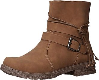 Generic Bottes de neige plates d&eacute;contract&eacute;es pour femme avec fermetures &eacute;clair lat&eacute;rales, bout rond, r&eacute;tro 2026, kaki, 38.5 EU