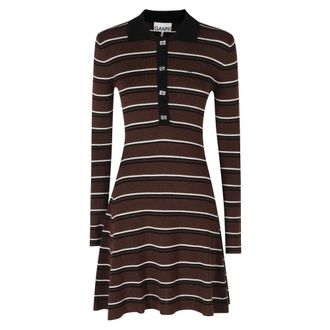 Ganni Mini Rippstrick-Merinokleid - - Dresses - Damen - Braun - S