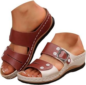 Generic Sandales compens&eacute;es orthop&eacute;diques pour femme 2026 - Sandales d&eacute;t&eacute; habill&eacute;es avec soutien de la vo&ucirc;te plantaire - Antid&eacute;rapantes et confortables - Pour