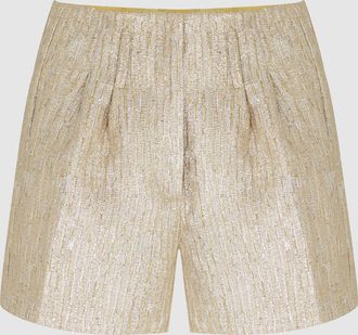 Forte_Forte Short Twinkle Lurex Jacquard Gold