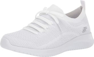 Skechers Ultra Flex Salutations Trainingsschuh Damen weiß/Silber, 35 EU - 2 UK - 5 US