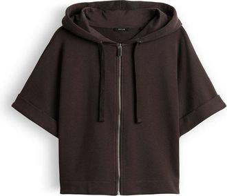 OPUS Kapuzenpullover Godenna mit Kurzarm und mattem Glanz