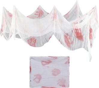 Generic Gruseliges und gruseliges Gaze-Tuch | Halloween Blutige Handabdr&uuml;cke Hintergrund Horror Hintergrund Weihnachtsdekoration des Spukhauses f&uuml;r Indoor-Par