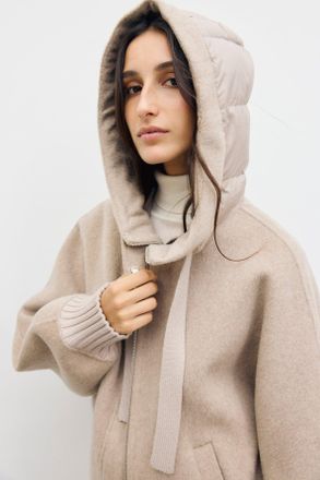 Gerard Darel Doudoune courte en laine double face - ANOR - Sable