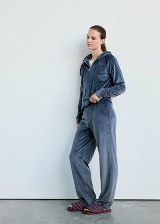 Mango Sweat en velours au toucher doux bleu marine - Femme - S - MANGO