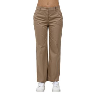 Via Masini 80 Leichte- weite Popeline-Hose - - Trousers - Damen - Beige - S