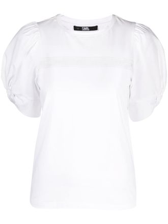 Karl Lagerfeld t-shirt &agrave; manches bouffantes - Blanc