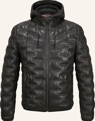 Milestone Lederjacke Msalonso Mit Herausnehmbarer Blende Und Abnehmbarer Kapuze grau