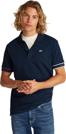 Tommy Jeans Herren TJM Slim Flag Cuff EXT Dm0dm21306 S/S Poloshirt, Blue (Dark Night Navy), XL EU