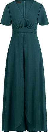 Apart Fashion Damen Chiffon Jumpsuit, Tiefer V-Ausschnitt Abendkleid, Kurze Volant-&Auml;rmel, Weites Bein Cape Style Hose, Elegantes Sommer Outfit, Ideal als Brautjungf