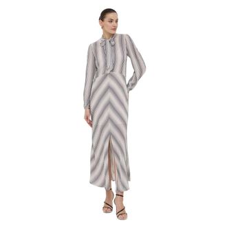 Twinset Hemdblusenkleid mit V-Ausschnitt - - Dresses - Damen - Mehrfarbig - XS