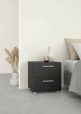Dmora Nachttisch Judith, Niedrige Kommode, Tisch, Multifunktionaler Nachttisch, 40x40 h42 cm, Schwarz