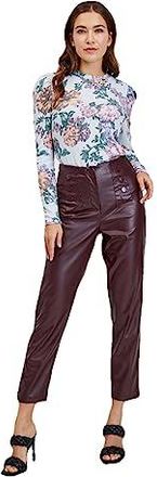 ORSAY Pantalon Court Femme Simili Cuir Bordeaux