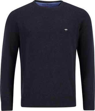 Fynch-Hatton Casual-Fit Feinstrickpullover mit O-Ausschnitt aus Reiner Baumwolle Charcoal/L