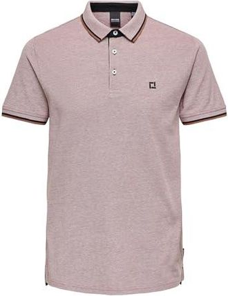 Only & Sons Onsfletcher Slim SS Polo Noos, Marron cuivré-Détails : mélangé, S Homme