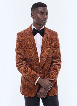 Fursac Veste de smoking ajustée en velours - Taille 44 - Homme