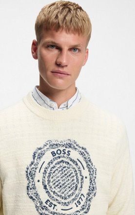 HUGO BOSS Strickpullover Kerbert Regular Fit, Rundhalsausschnitt, BOSS-Logo