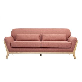 Miliboo Miliboo - Skandinavisches 3-Sitzer-Sofa aus Terrakotta-Velourstoff und hellem Holz yoko