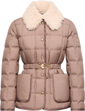Moncler Moncler Doudoune Courte &Agrave; Ceinture Cygnes, Femme, Marron, Taille: 00