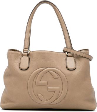 Gucci 2016-2024 mittelgro&szlig;e Soho Working Tote Satchel-Tasche aus Leder - Braun