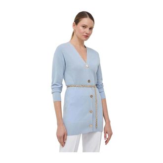 Michael Kors Merino-Woll-Cardigan mit G&uuml;rtel - - Knitwear - Damen - Blau - S