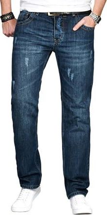 Alessandro Salvarini A. Salvarini Designer Jeans Basic pour homme Coupe droite - Bleu - 33 W/30 L