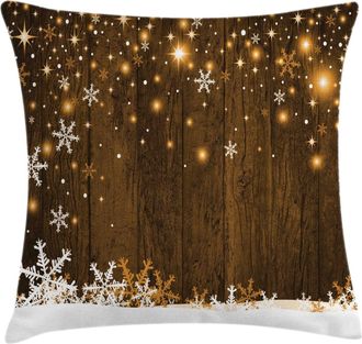 Abakuhaus Weihnachten Kissenbezug, Holz und Schneeflocken, mit Reißverschluss Waschbar Beidseitiger Digitaldruck Klare Farben Hochwertige Stoff, 40 x 40 cm, Wei