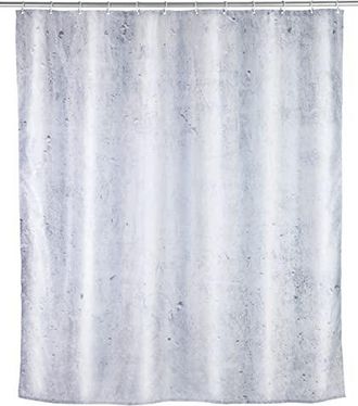 WENKO Duschvorhang Concrete, Textil-Vorhang fürs Badezimmer, mit Ringen zur Befestigung an der Duschstange, waschbar, wasserabweisend, 180 x 200 cm