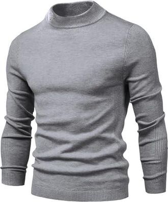 Generic Pull dhiver à col Chaud et épais pour Homme - Pull tricoté Multicolore - Gris Clair - L adapté pour 65-75 kg