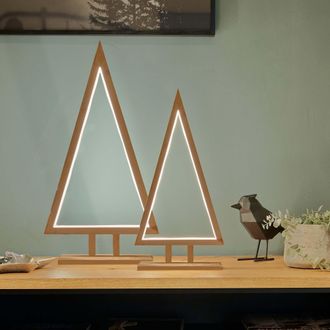 Hellum LED Weihnachtspyramide mit Lichtschlauch, warmwei&szlig;, 45x23 cm, Weihnachtsdeko Innen, Kabel transparent, Bambus holzfarben, Zuleitung 3m, Weihnachtsbele