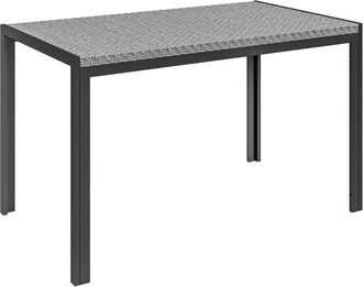 OUTSUNNY Table de jardin rectangulaire 4 personnes métal plateau résine tressée gris