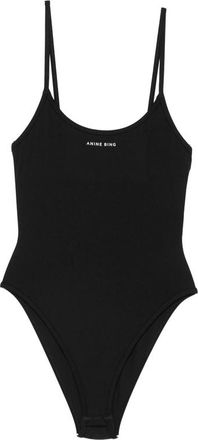 Anine Bing Barbara Logo-print Scoop-neck Bodysuit